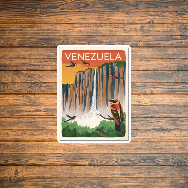 Vintage Venezuela Travel Sticker Sticker With Colorful Birds ...