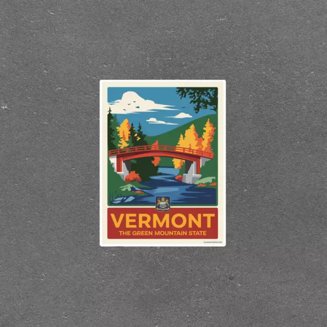 Vintage Vermont Travel Sticker - The Green Mountain State Stickerphone ...