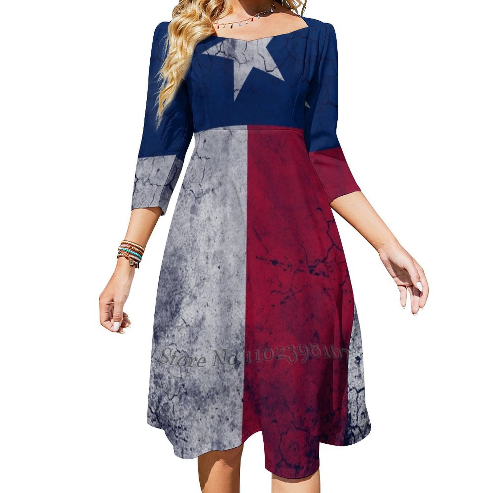 Vintage Vertical State Flag Of Texas Square Neck Dress New Plus Size ...