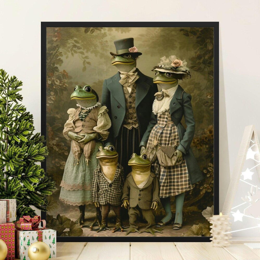 Vintage Victorian Frog Family Portrait Art Print, Whimsical Frog Poster ...
