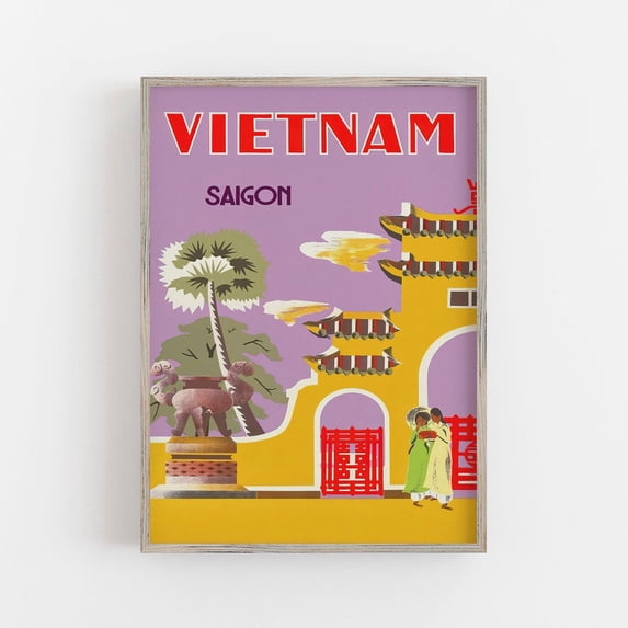 Vintage Vietnam Travel Poster, Saigon Asian Wall Art UNFRAMED PAPER ...