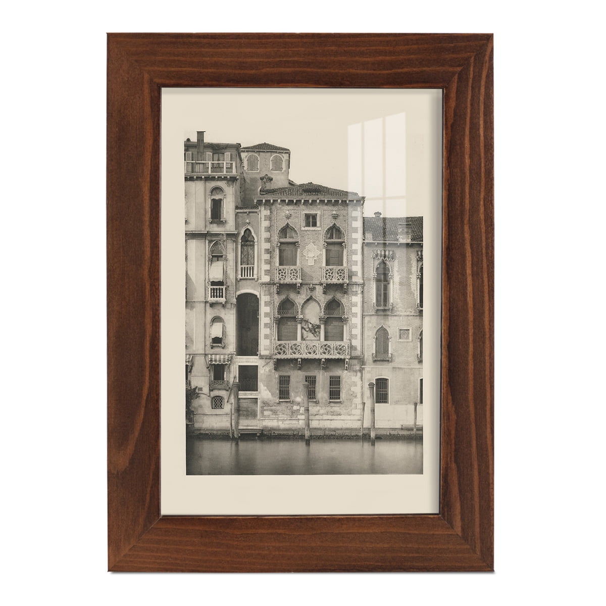Vintage Views of Venice III - Framed Print w/glass - Chestnut - Walmart.com
