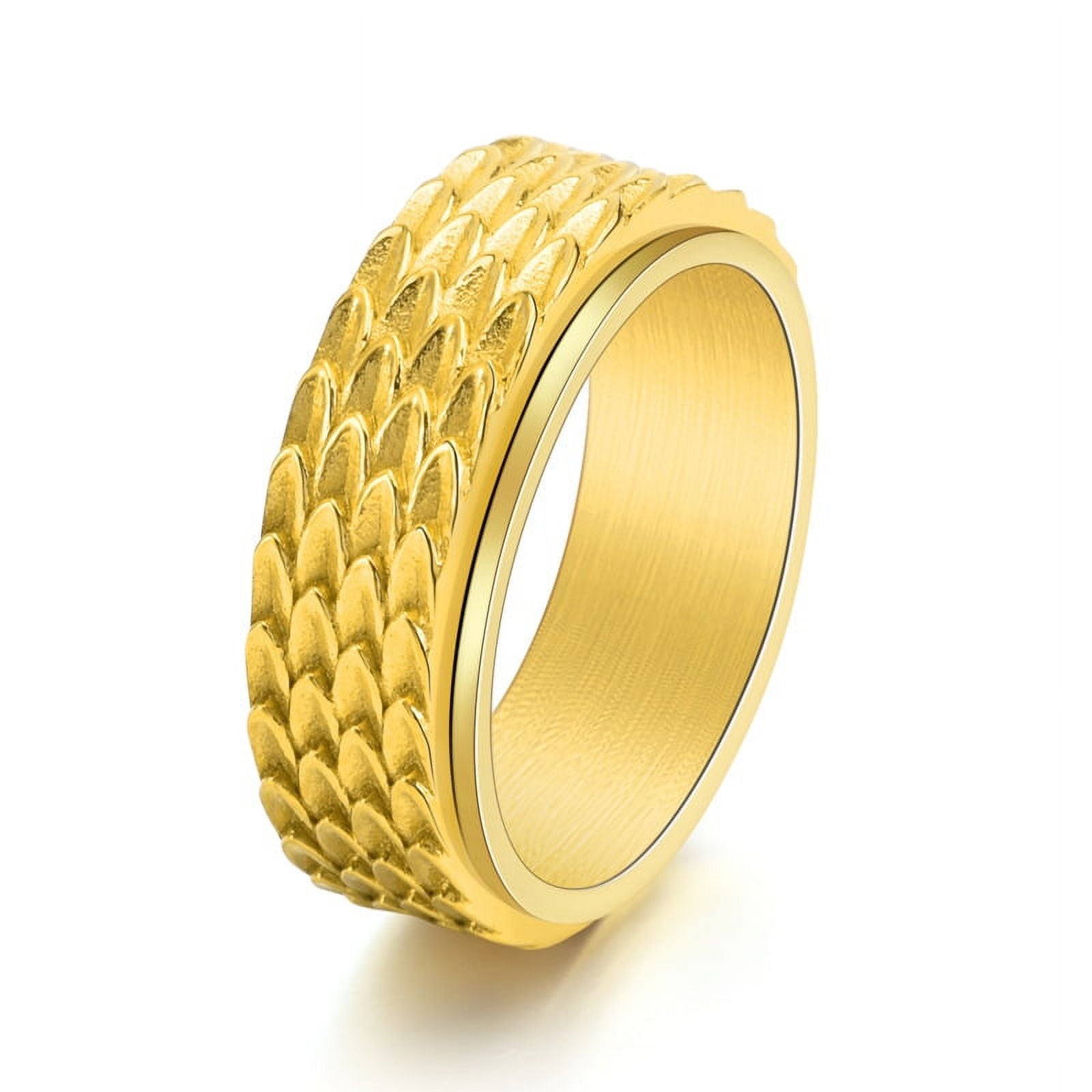 Vintage Vikings Dragon Scale Rotatable Ring Men 14K Yellow Gold Norse Mythology Ouroboros Finger ...
