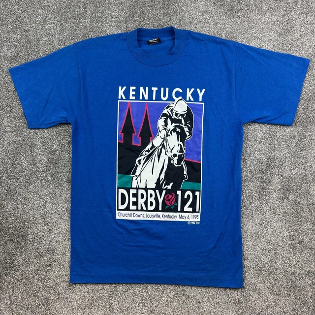 Vintage Vintage Kentucky Derby Shirt Mens Medium Blue Horse Racing ...