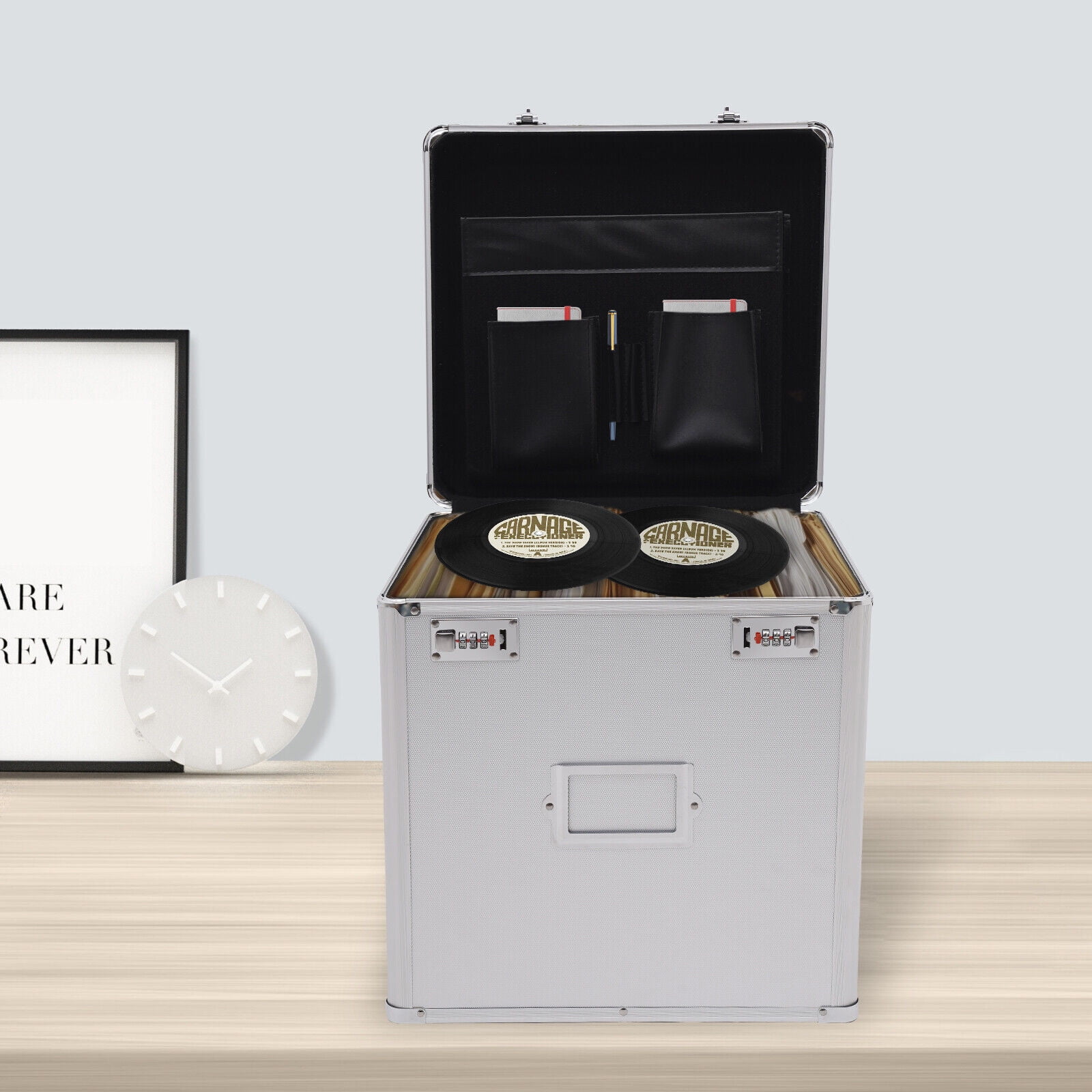 Vintage Vinyl Record Storage Box Locking Carrying Case Holds 50 Albums ...