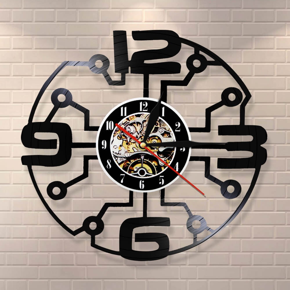 Vintage Vinyl Record Wall Clock With Big Numbers Modern Wall Art ...