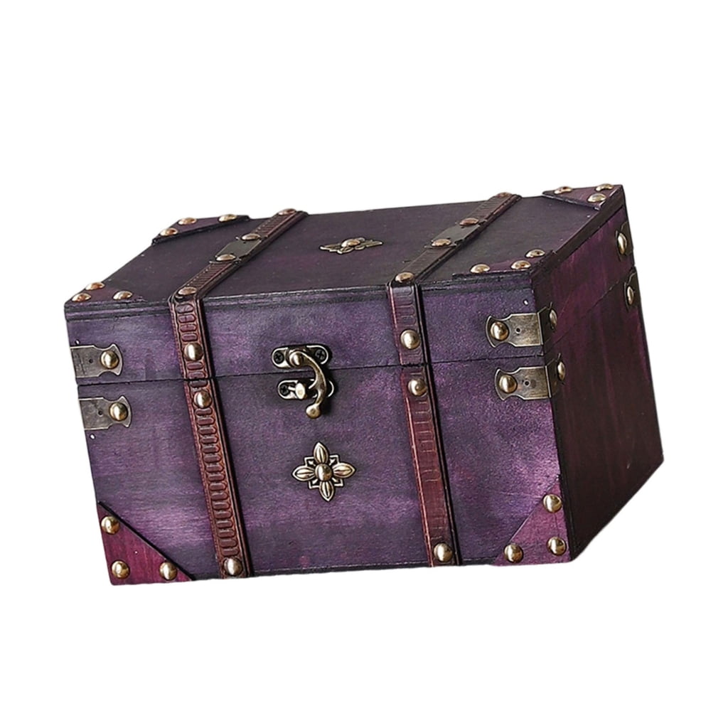 Vintage Violets Wooden Storage Box With Locking Mechanism Antique Style ...