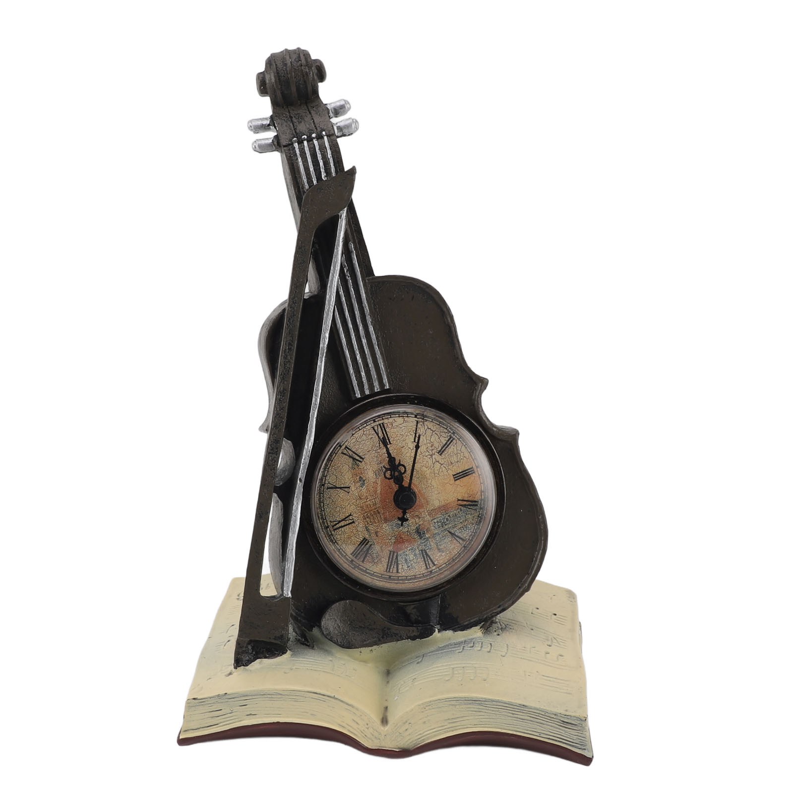 Vintage Violin Clock Sculpture Resin Antique Tabletop Clock Violin ...