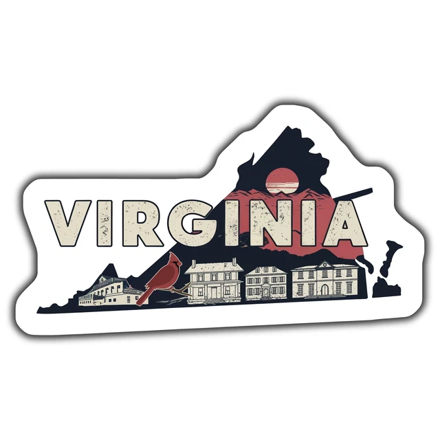 Vintage Virginia State Sticker, Retro Virginia Decal, Virginia Souvenir ...