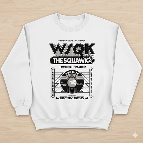 Vintage WSQK The Squawk 94.5 FM Graphic Sweatshirt, Retro Radio ...