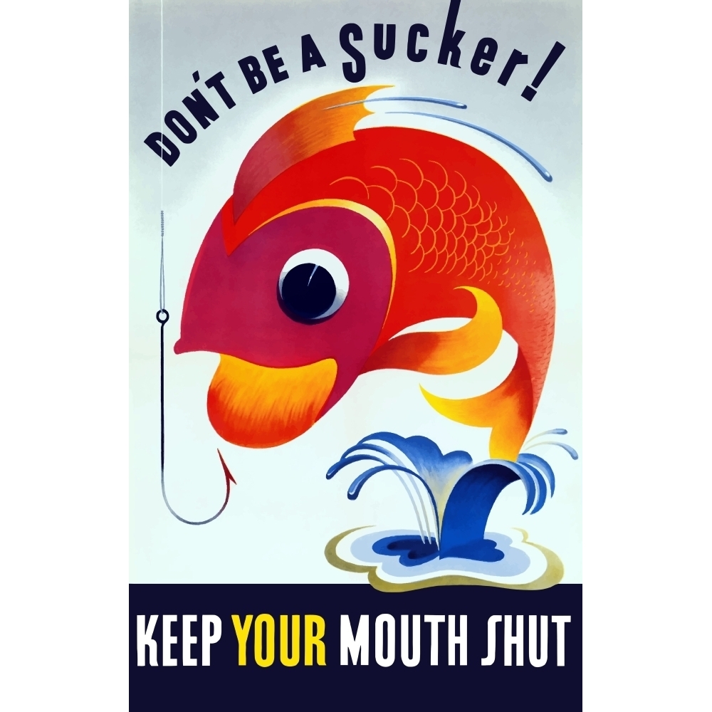 Vintage WW2 poster of a colorful fish jumping from a pond Poster Print ...