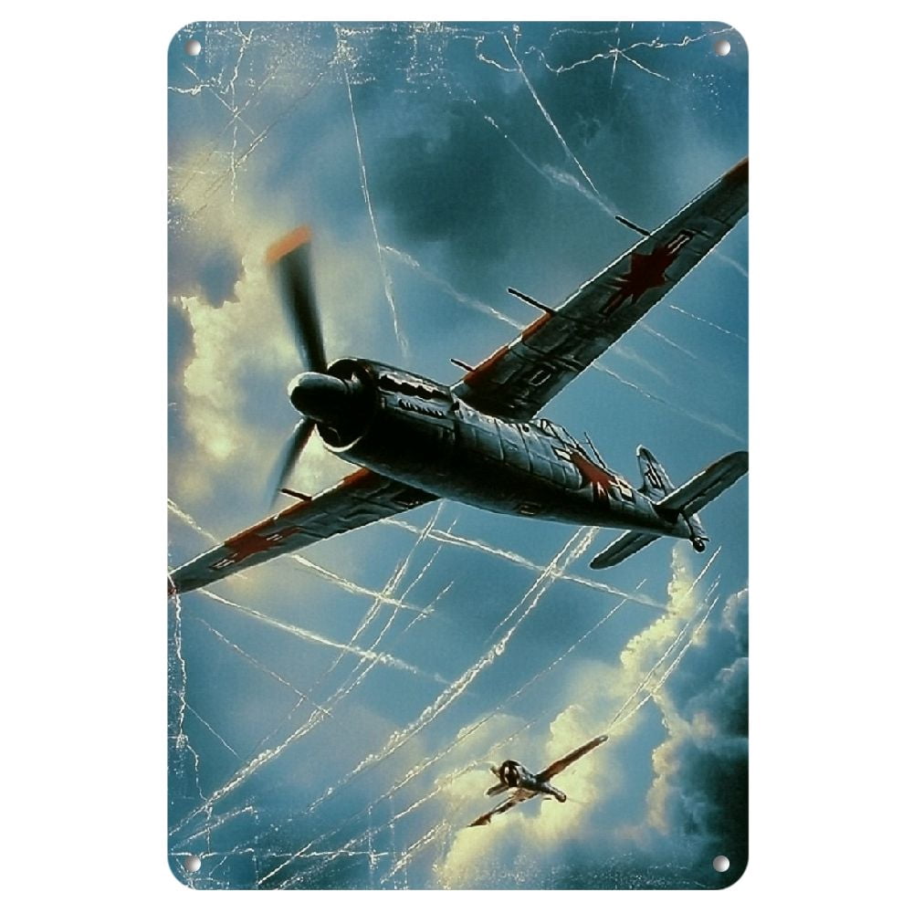 Vintage WWII Aircraft Metal Poster - Iron Wall Art with Detailed WWII ...