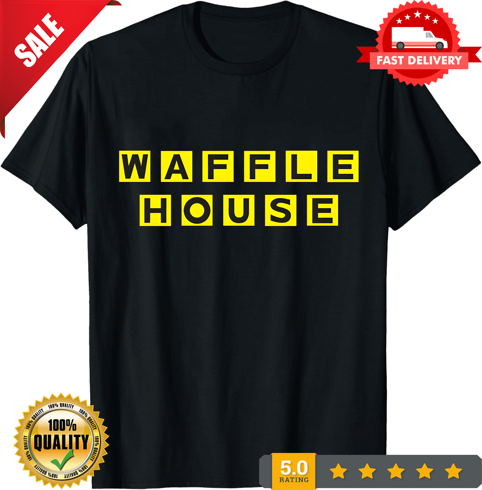 Vintage Waffle House Logo T-Shirt - Funny Waffle House Tee S-5XL, NEW ...