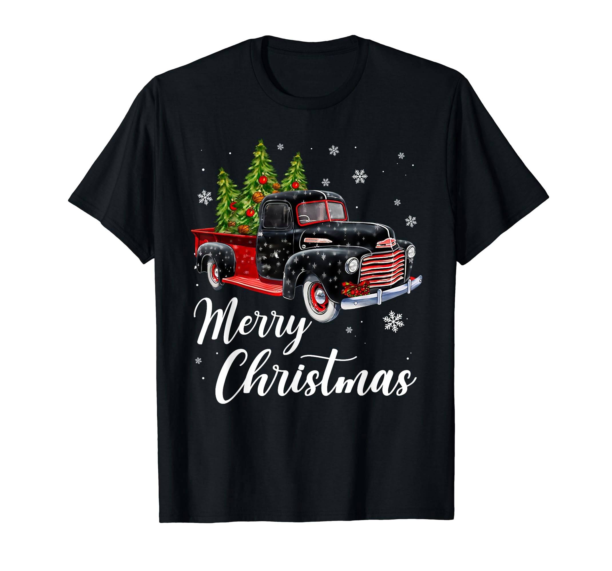 Vintage Wagon Christmas Shirt Tree on Car Xmas red Truck T-Shirt ...