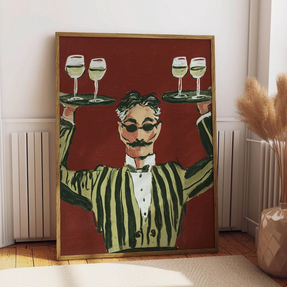 Vintage Waiter Print, Vintage Beverage Poster, Bar Wall Decor, Retro ...