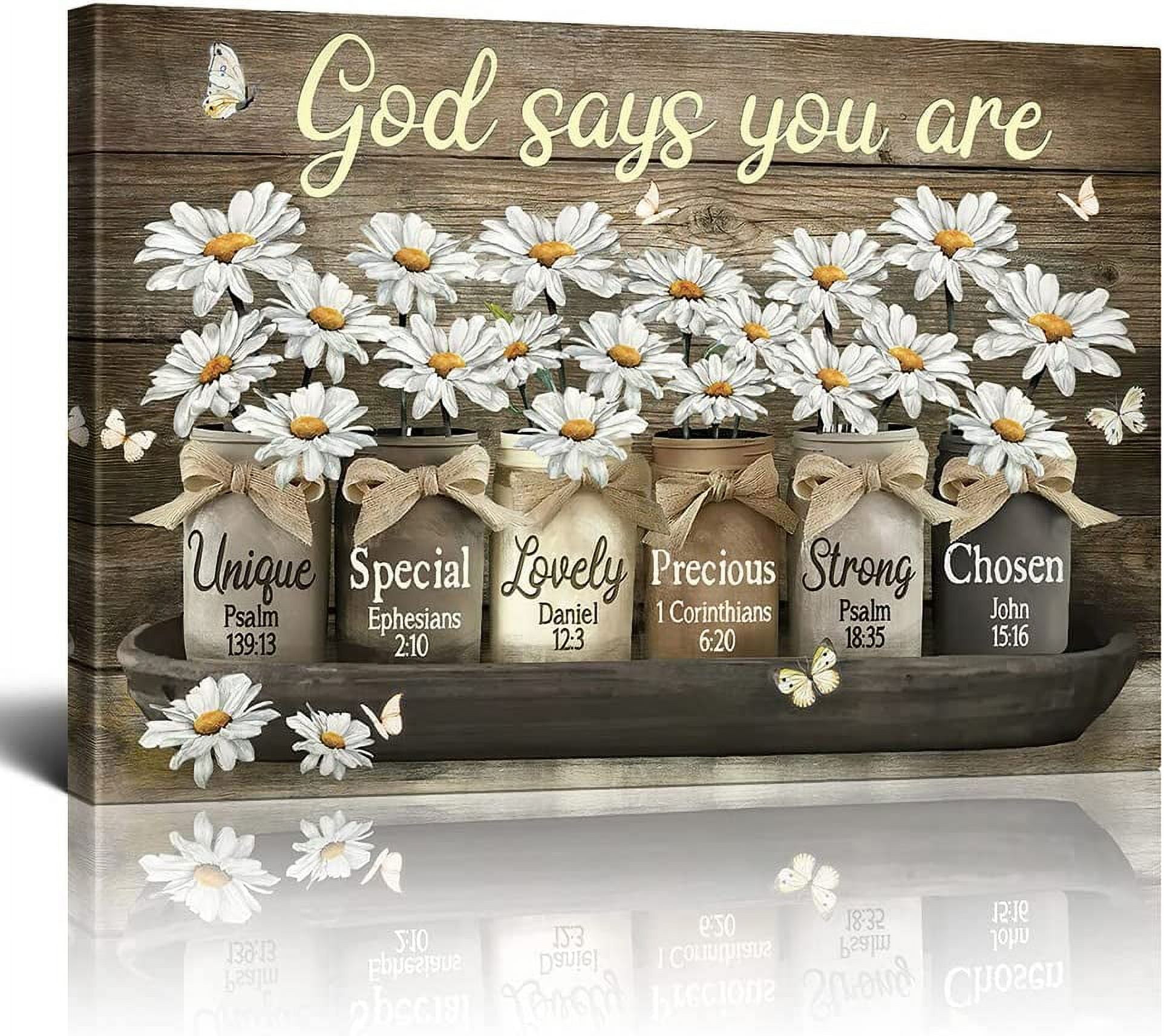 Vintage Wall Art Butterfly Daisy Canvas Prints Christian Wall Art ...