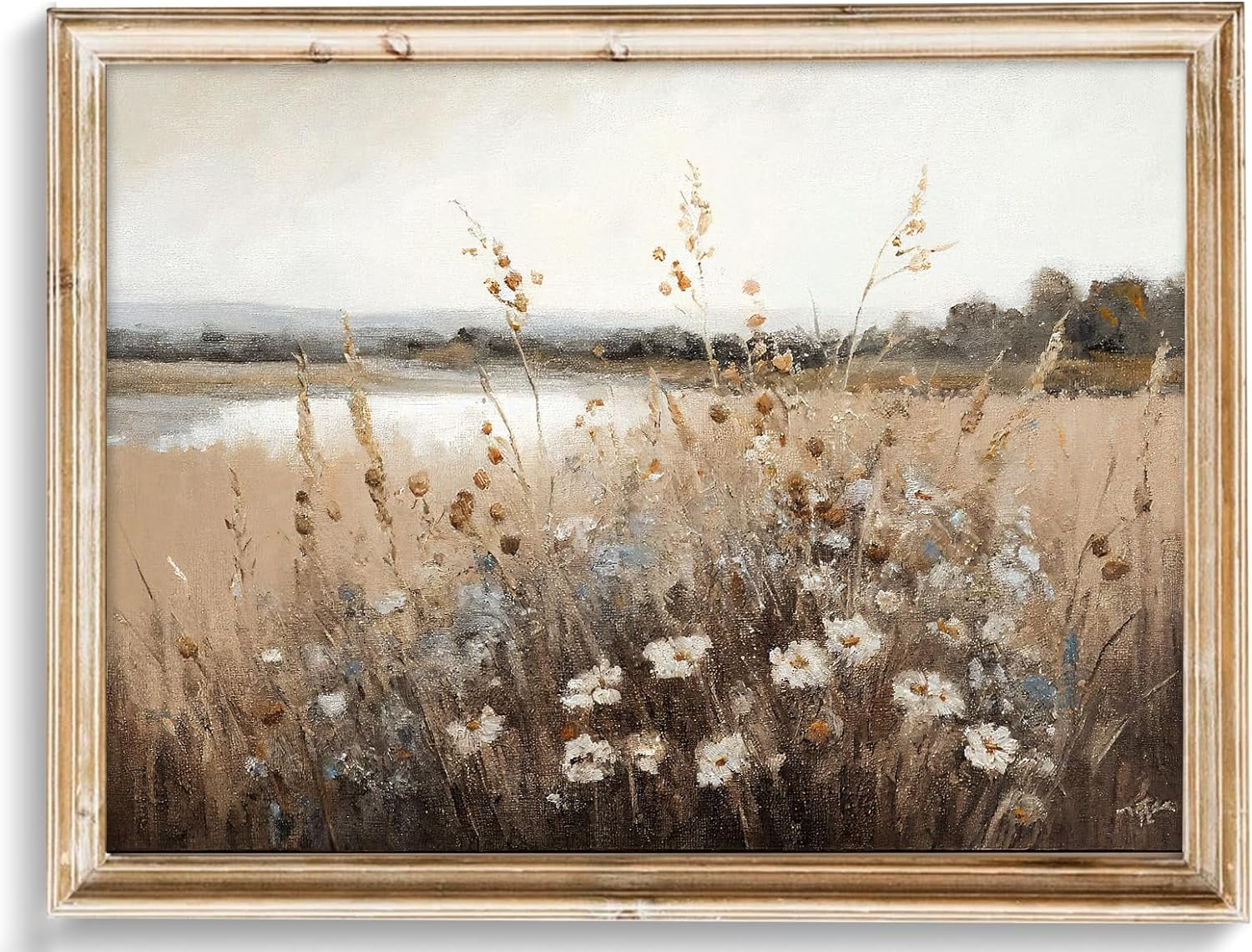 Vintage Wall Art, Classical Wildflower Field Wall Painting Canvas ...