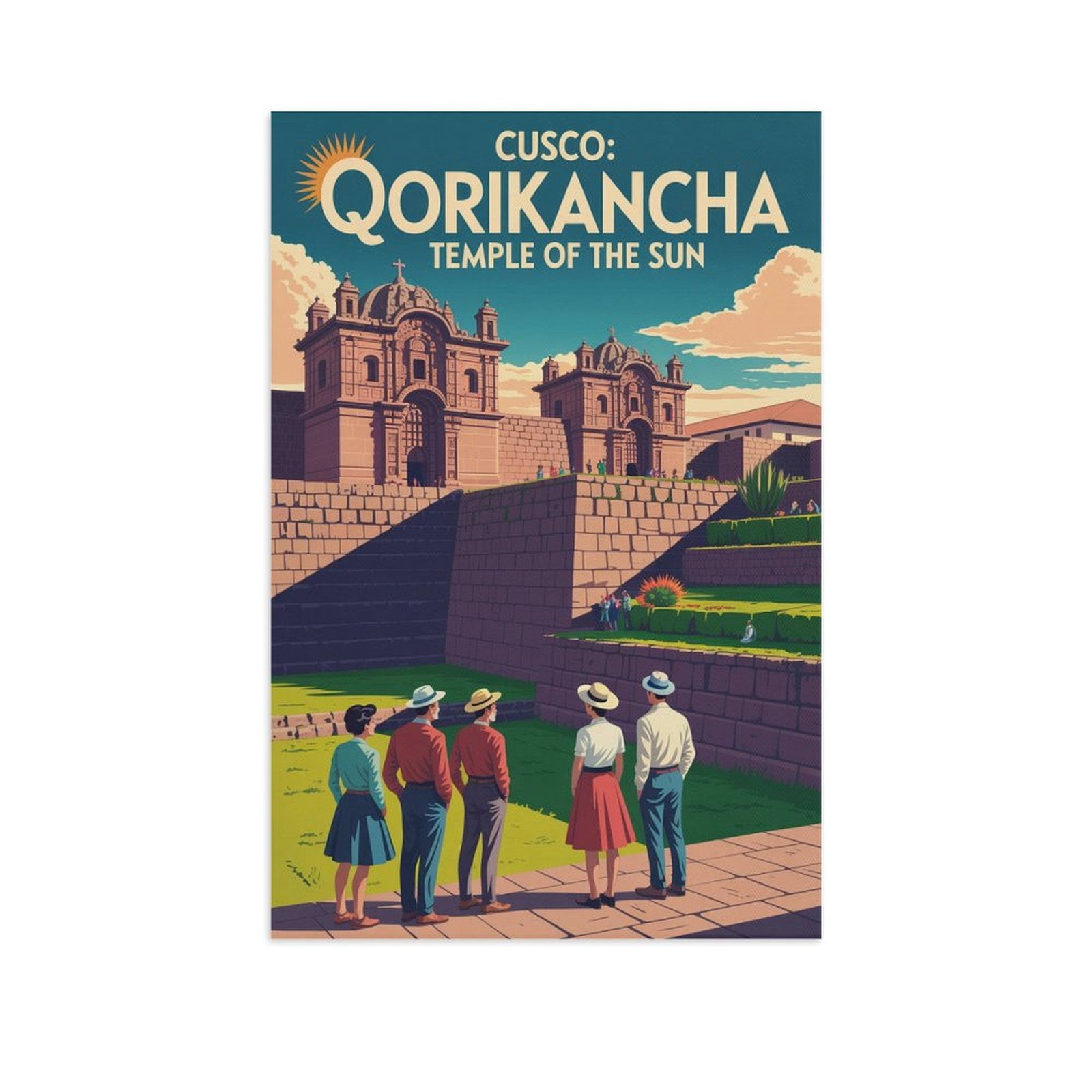 Vintage Wall Art Qorikancha Temple of The Sun Cusco Peru Retro Travel ...