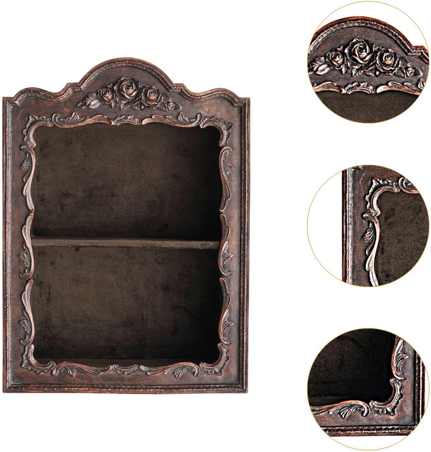 Vintage Wall Cabinet, Tabletop Display Stand with Carving, 2 Layer ...