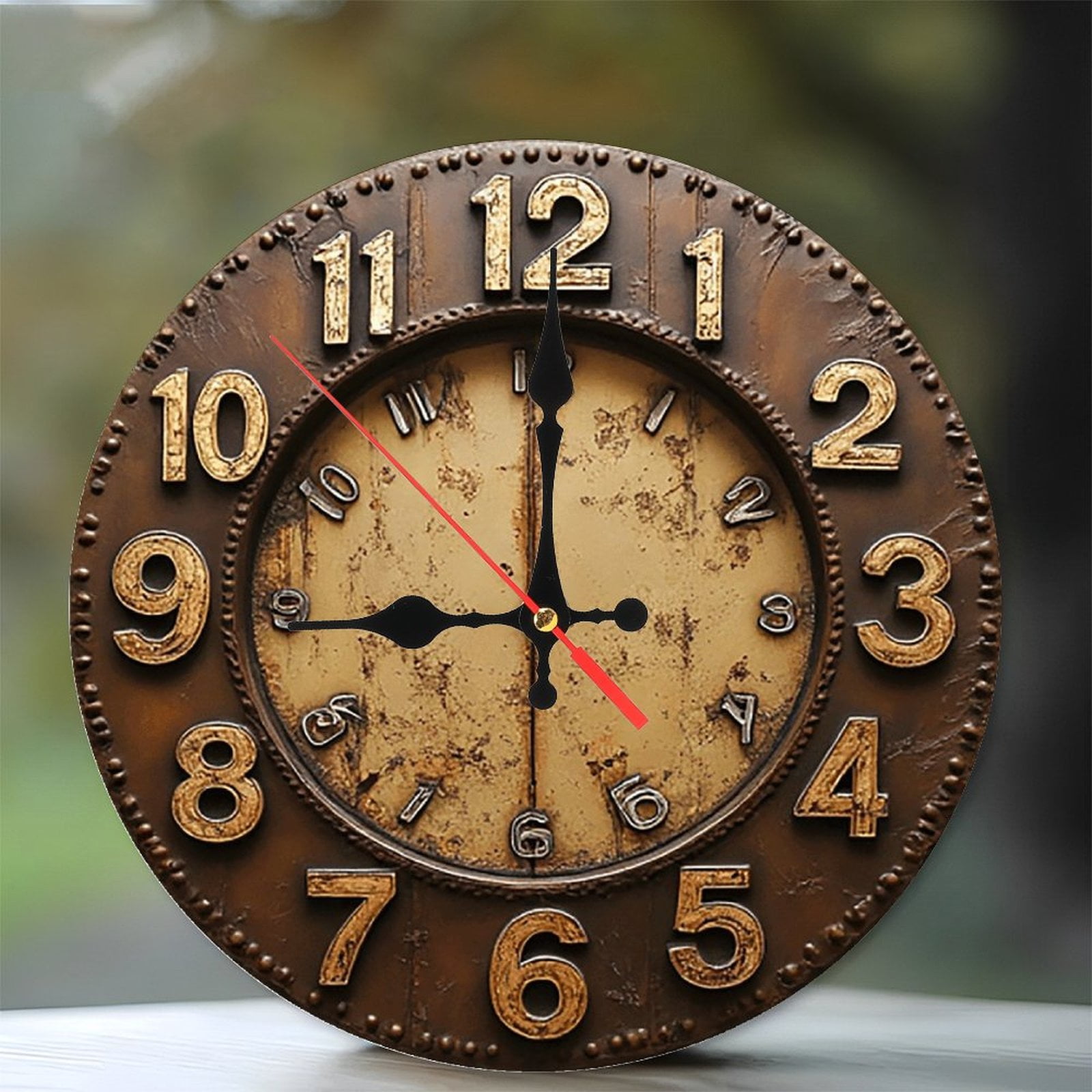 Vintage Wall Clock Large Roman Numerals Rustic Decor 10-Inch Silent ...