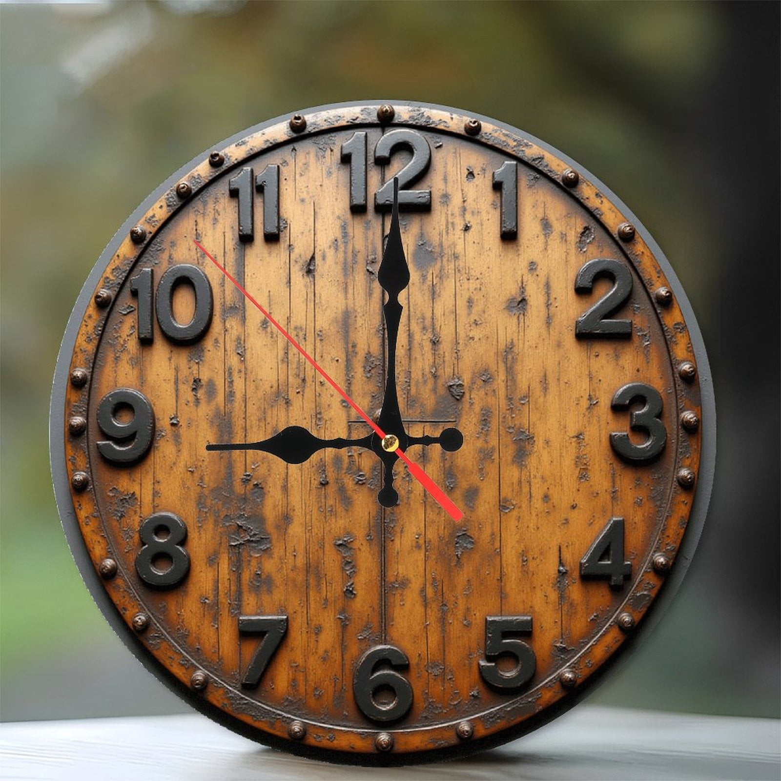 Vintage Wall Clock Rustic Wooden Design Home Decor 10-Inch Silent ...