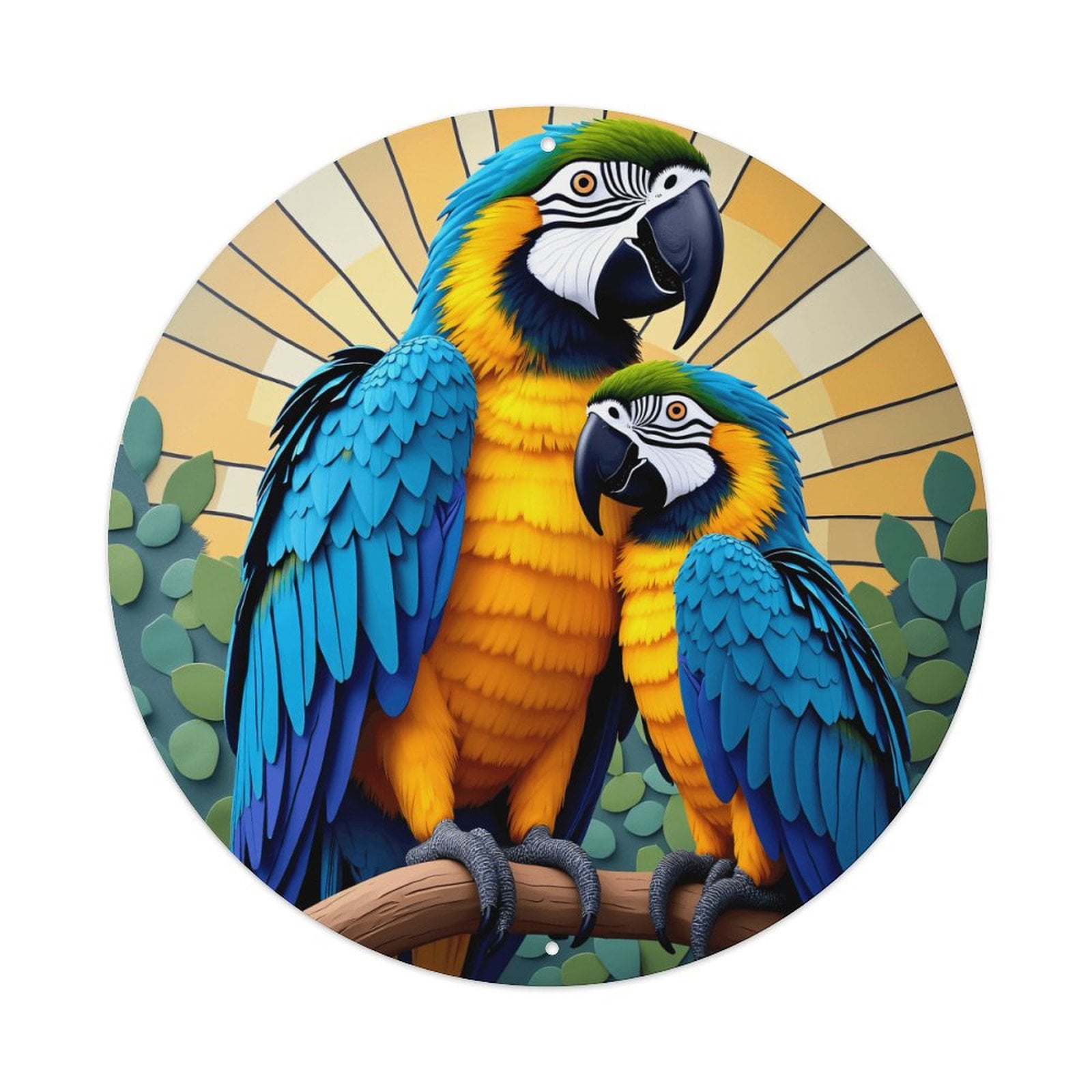 Vintage Wall Decor Birds Parrot Wall Plaque Sign Round Metal Tin Sign ...