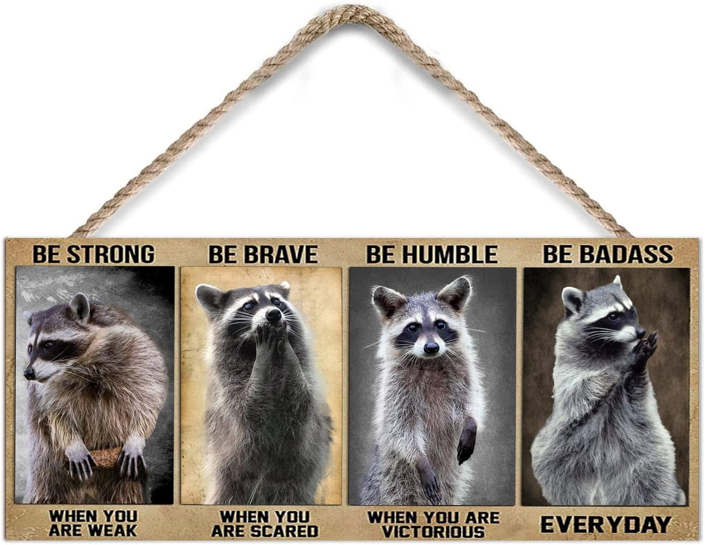 Vintage Wall Decor Bunny Raccoon Poster,Motivational Quote,Vintage Wall ...