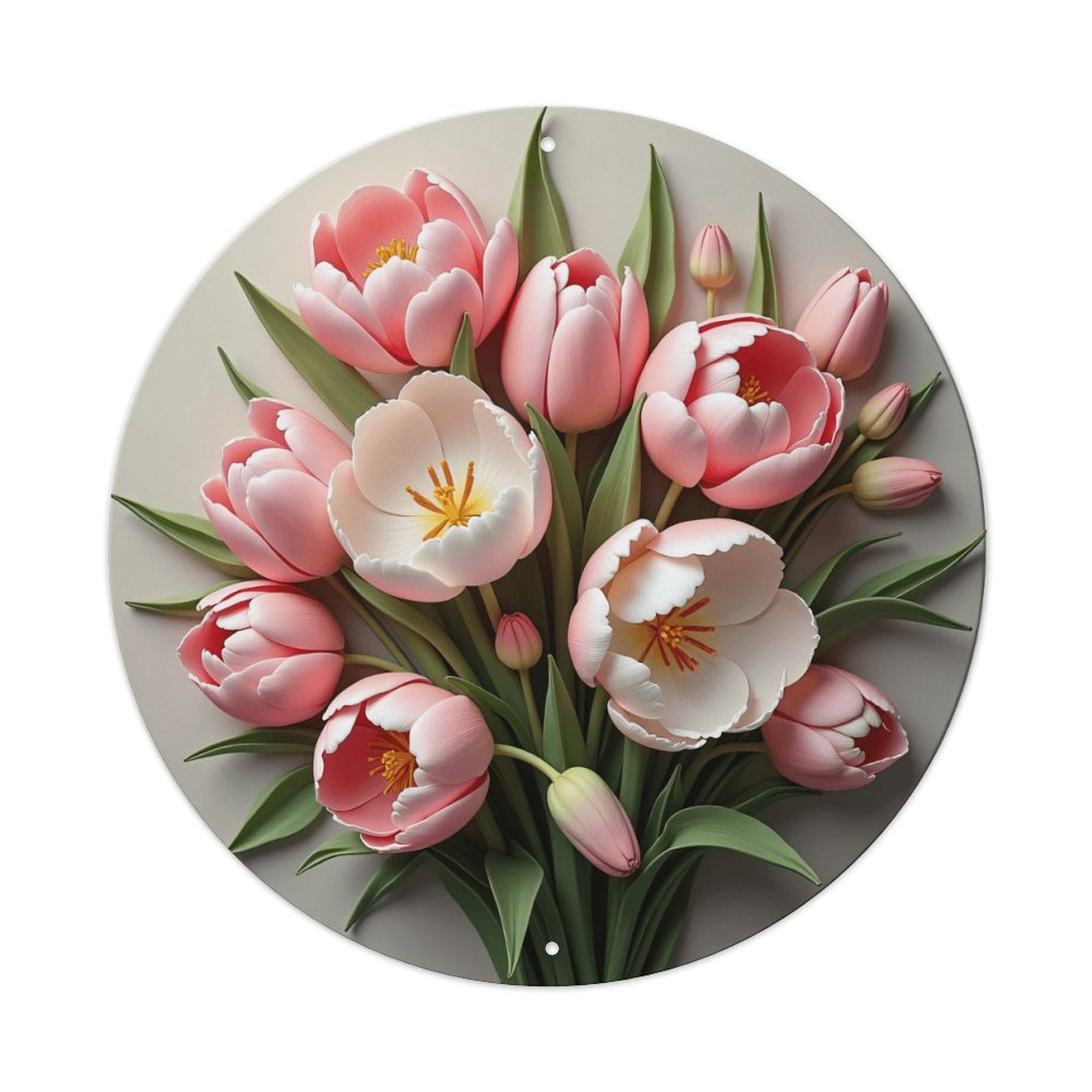 Vintage Wall Decor Flower Bouquet Tulips Pink Flowers Wall Plaque Sign ...