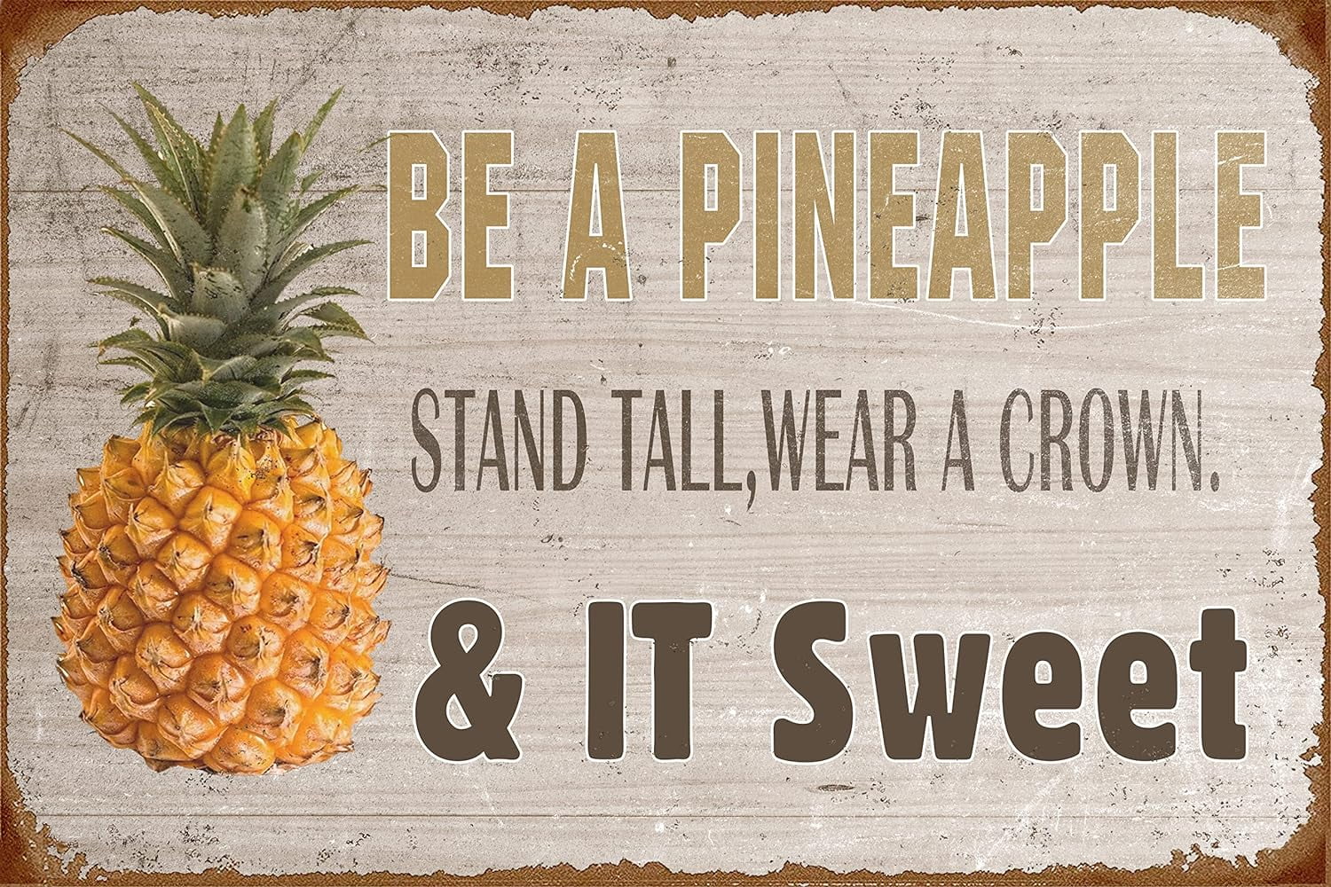 Vintage Wall Decor Metal Plaque Be A Pineapple Wall Art Nostalgic tin ...