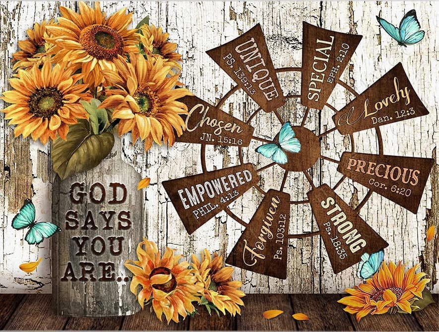 Vintage Wall Decor Metal Poster Plaque Sunflower Vase And Wooden ...