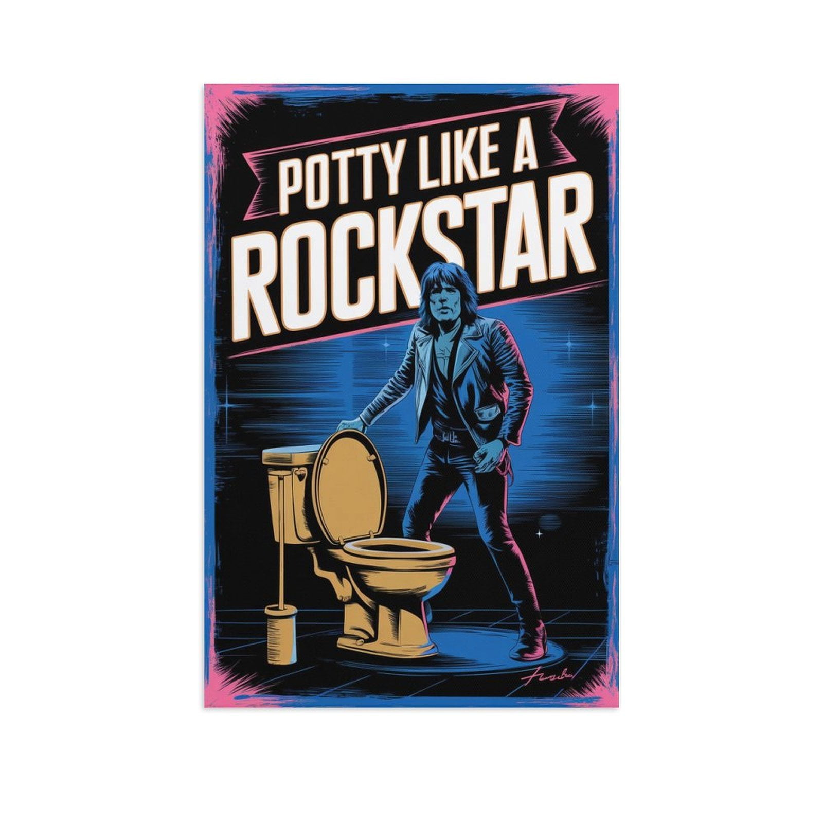 Vintage Wall Decor Potty Like A Rockstar Funny Poster for Bathroom Rock ...