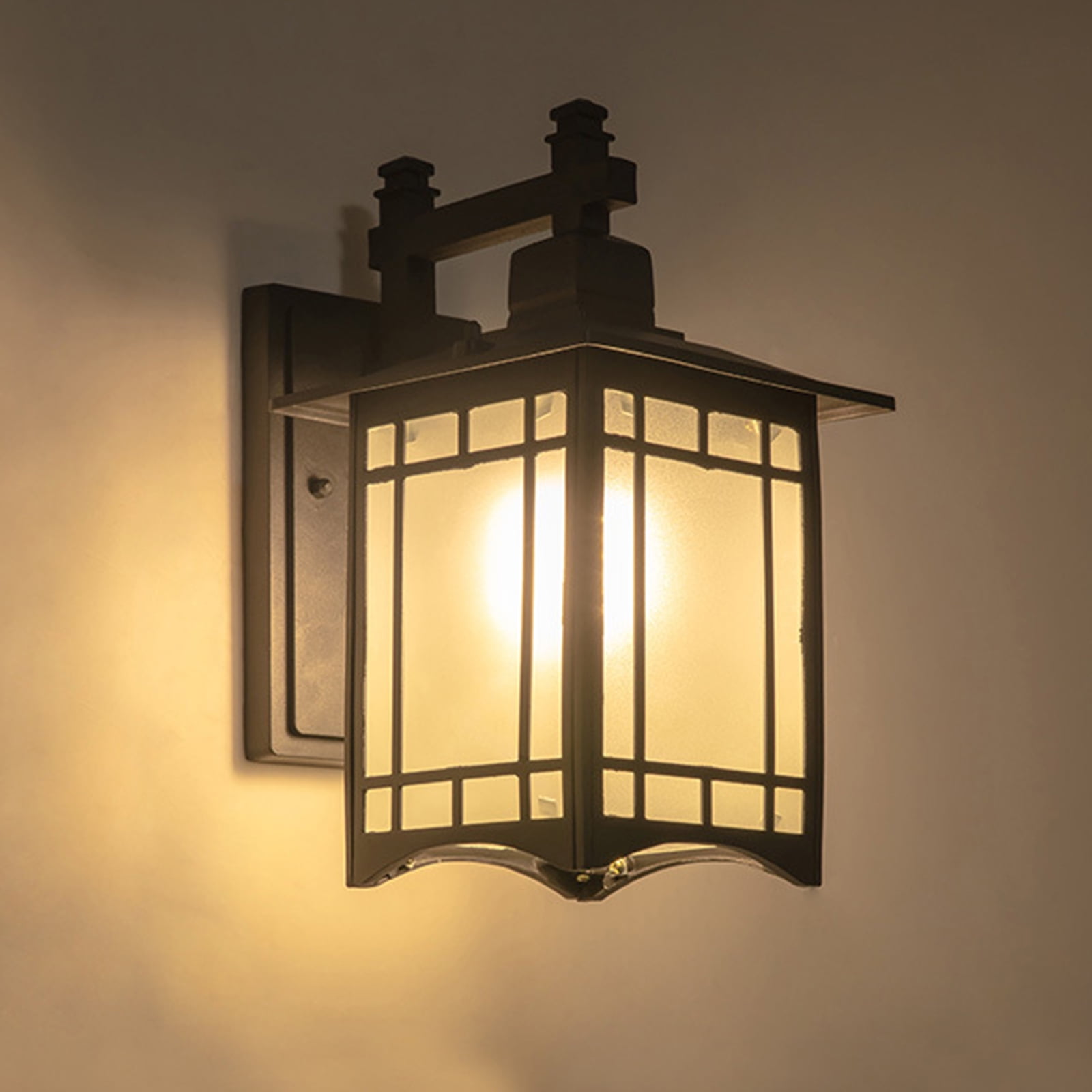 Vintage Wall Light with E26 Lamp Holder, Glass Shade, Black Rectangular ...