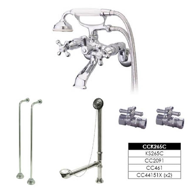 Vintage Wall Mount Clawfoot Tub Faucet Package in Polished Chrome ...