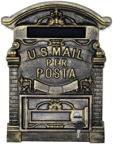 Vintage Wall Mount Locking Mailbox – Cast Iron Outdoor Rustproof Metal ...
