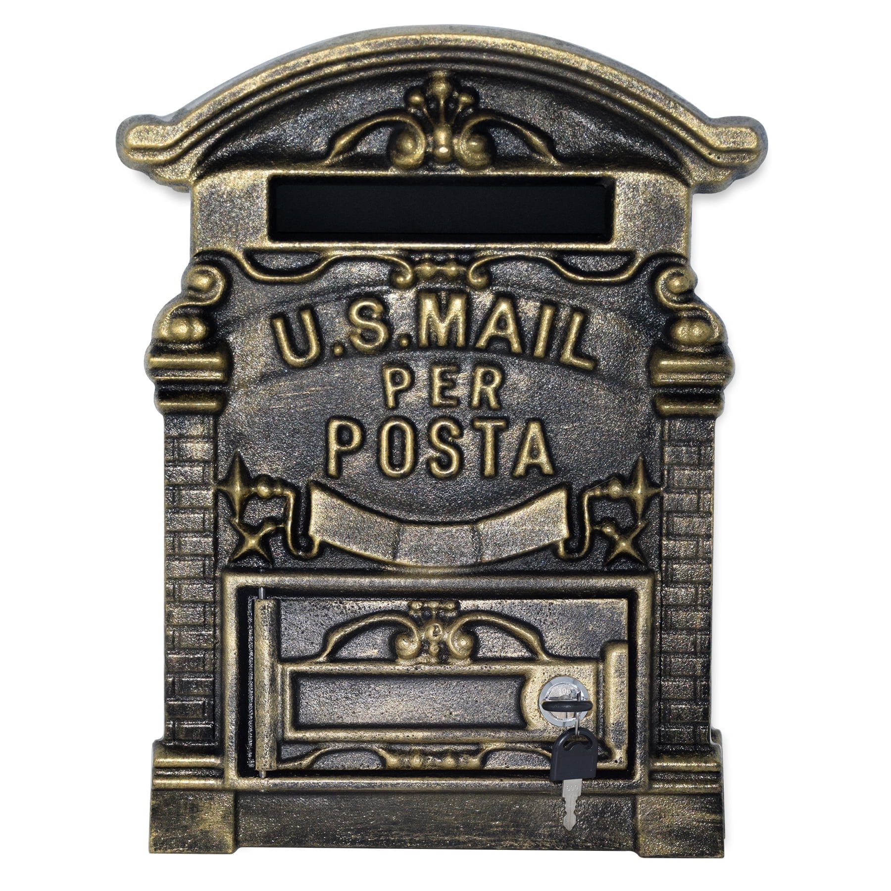 MINLUFUL Vintage Wall Mount Mailbox - Outdoor Rustproof Cast Iron ...