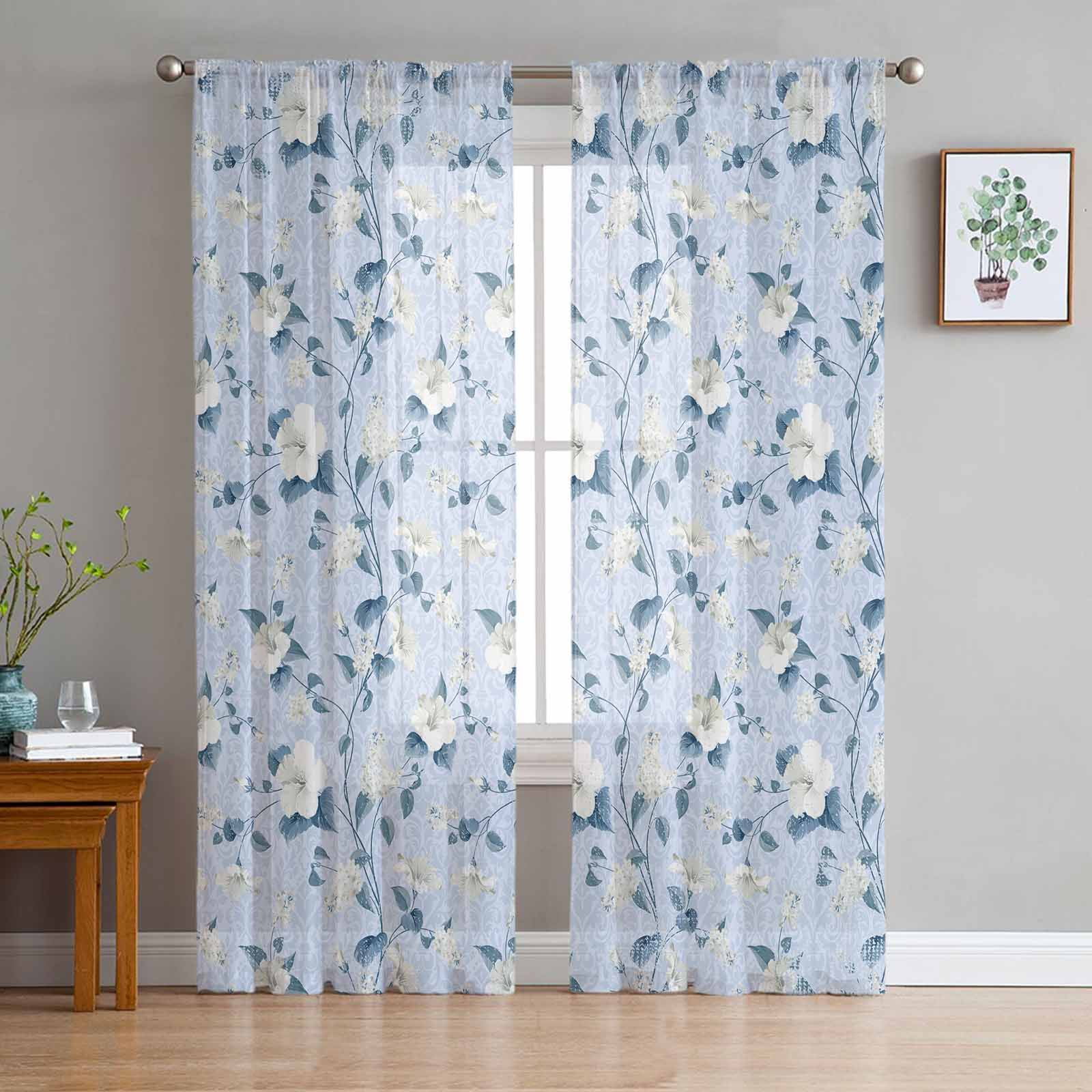 Vintage Wallpaper Murals Sheer Curtains For Living Room Window Long ...