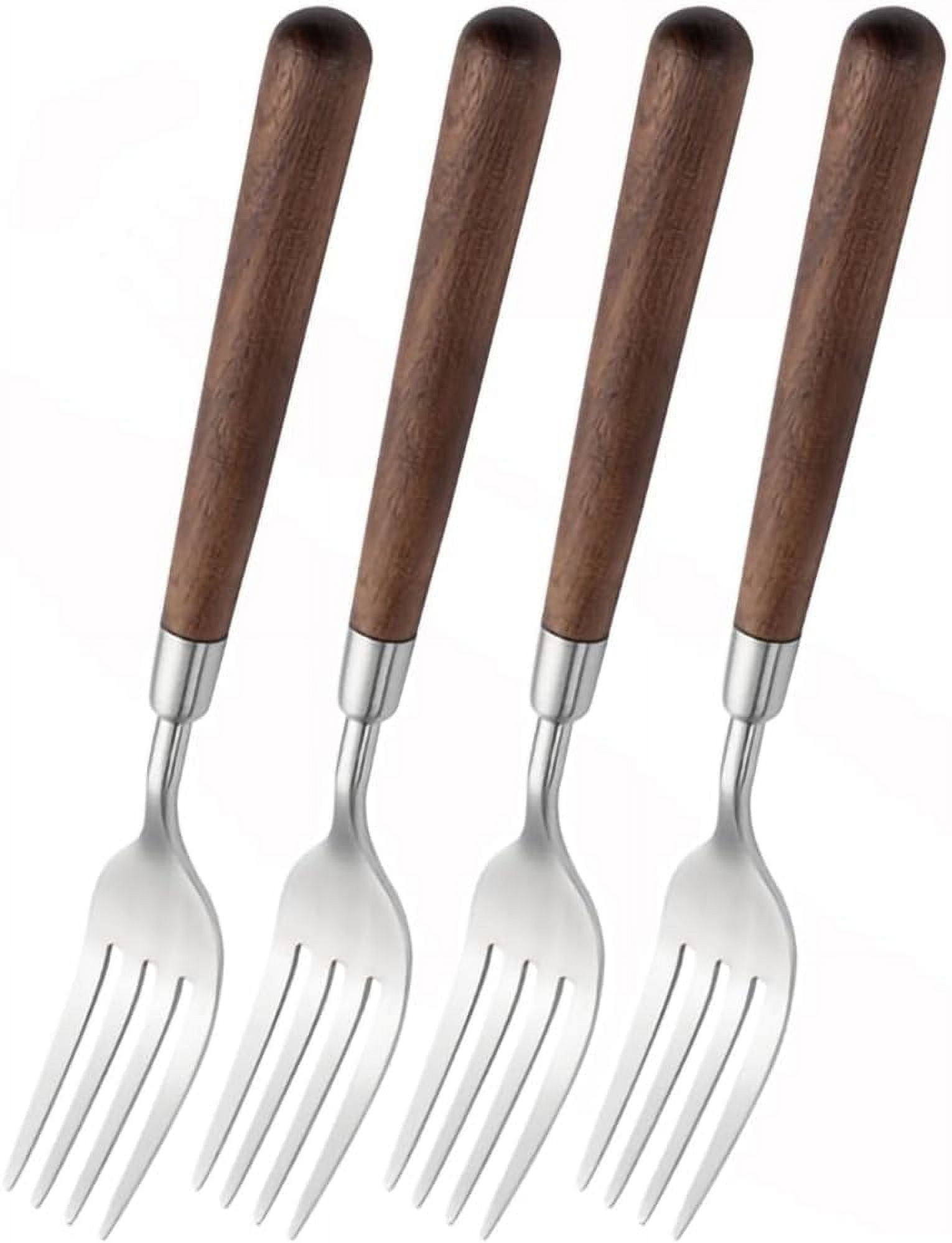 Vintage Walnut Wood Handle Silverware Set- Premium Stainless Steel with ...