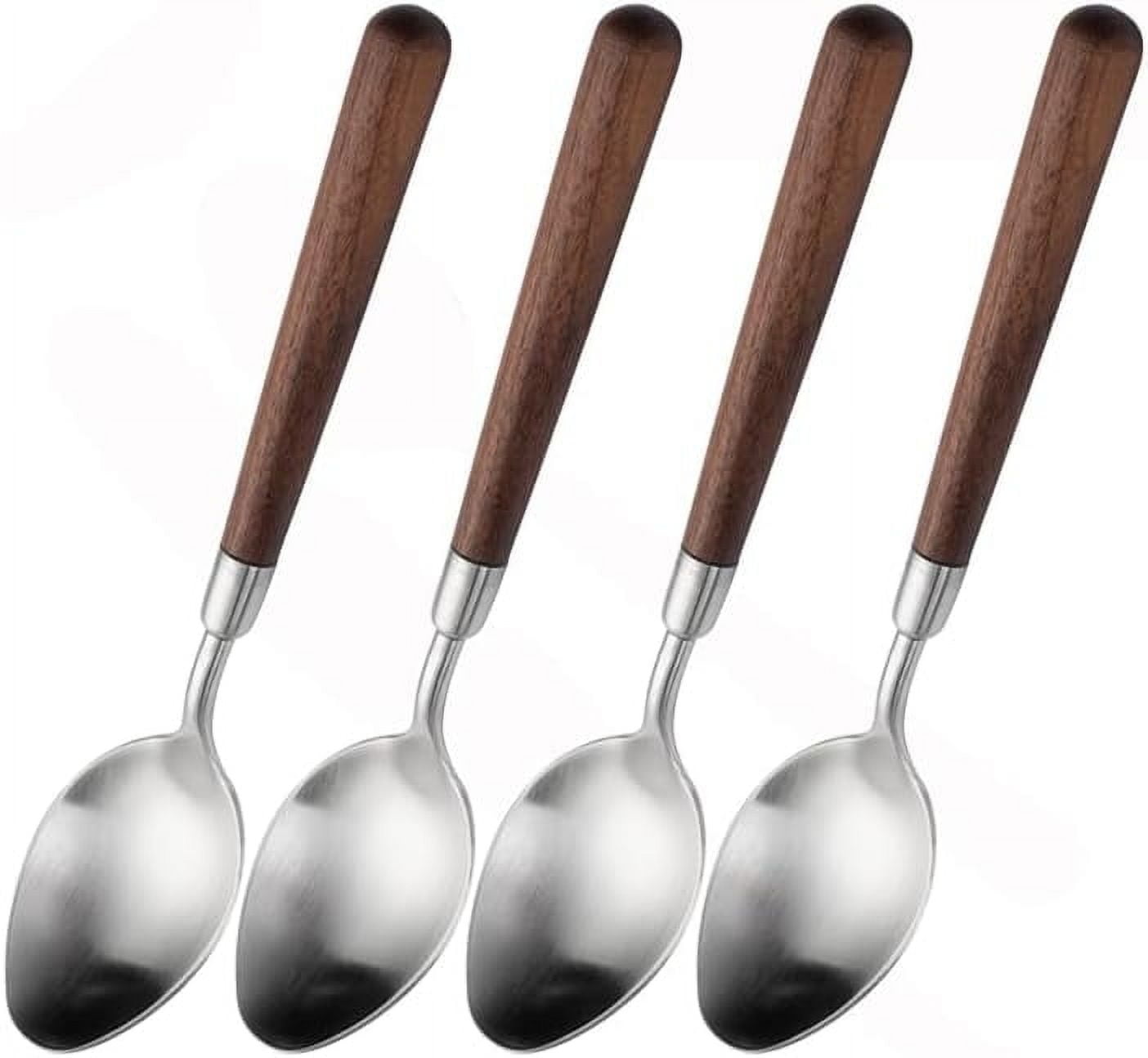 Vintage Walnut Wood Handle Silverware Set- Premium Stainless Steel with ...