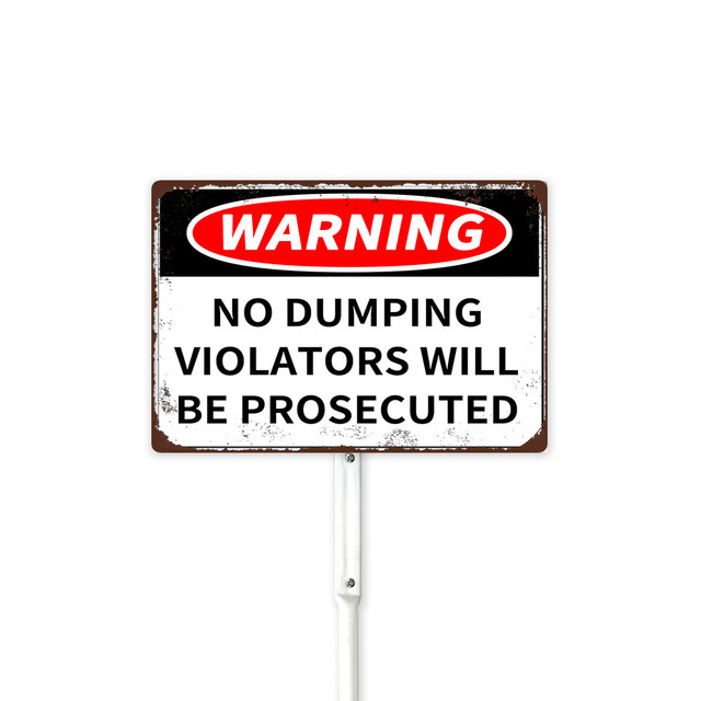 Vintage Warning Sign No Dumping Violators Will Be Prosecuted black and ...