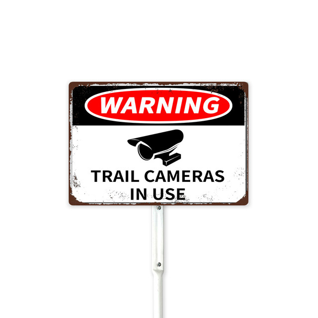 Vintage Warning Sign TRAIL CAMERAS IS USE video surveilla CAUTION Yard ...