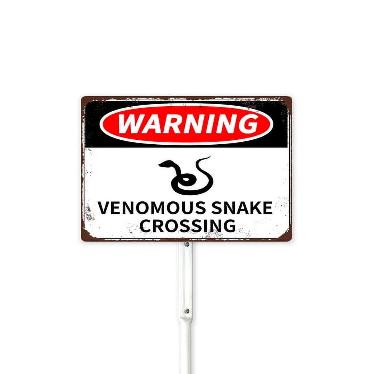Vintage Warning Sign VENOMOUS SNAKE CROSSING TRAIL CAUTION Yard Sign ...