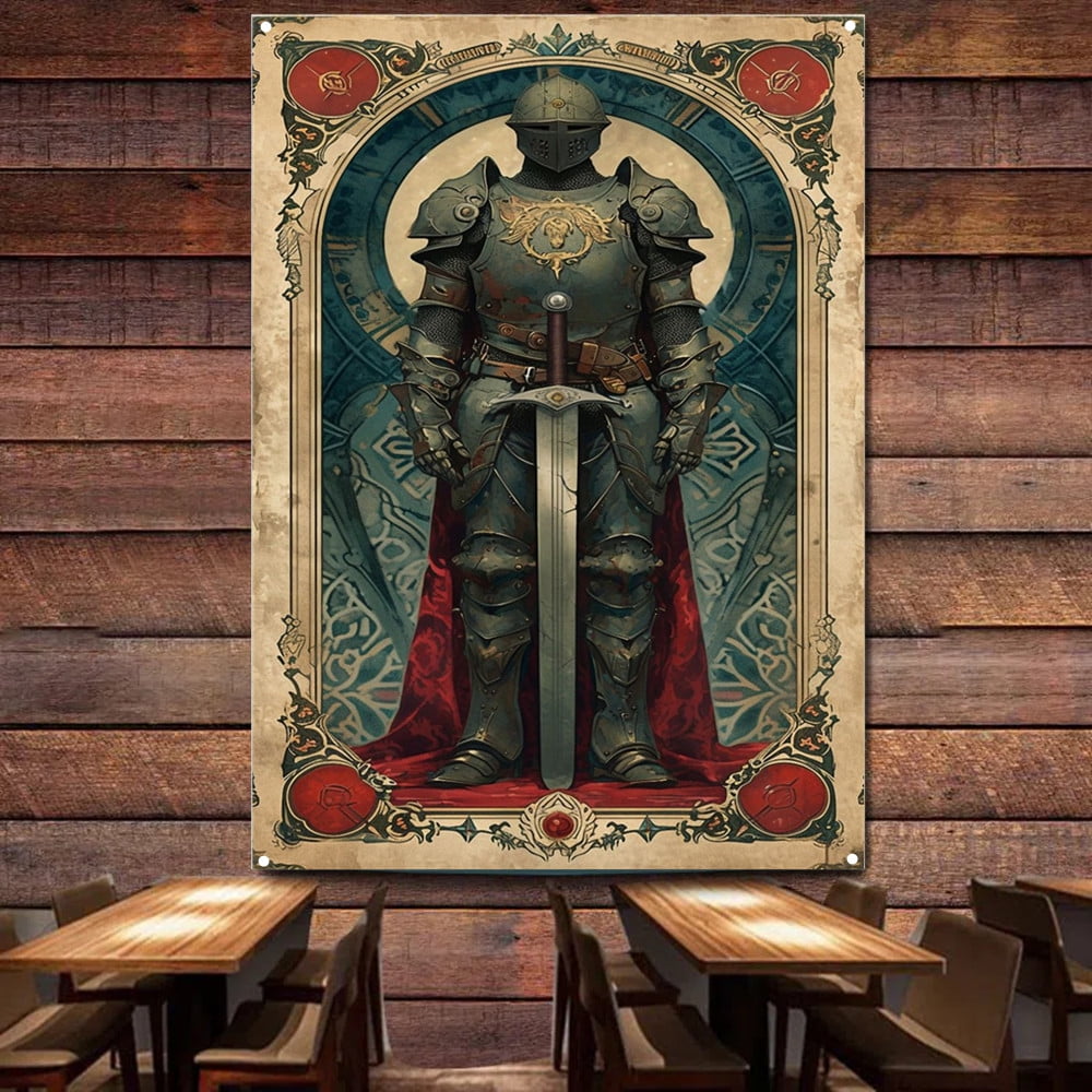 Vintage Warrior Crusader Posters Canvas Painting Knights Templar Flag ...