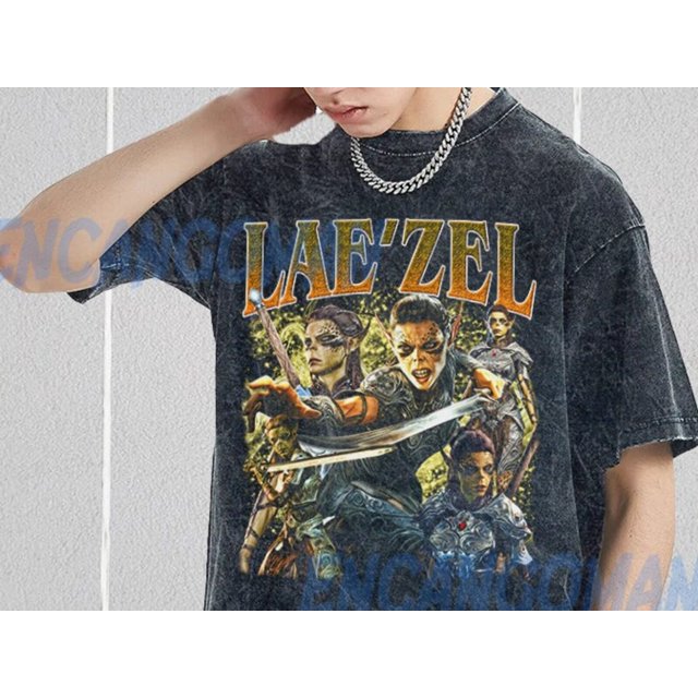 Vintage Wash Graphic Style Lae'zel T Shirt, Baldur Gate 3 Tee, Baldur ...