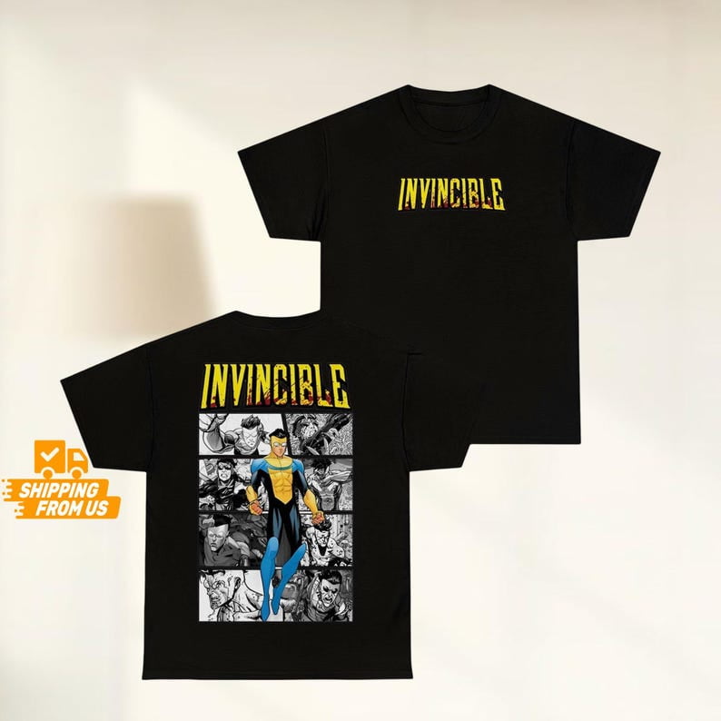 Vintage Wash Invincible T-Shirt – Classic Comic Series Tee – Superhero ...