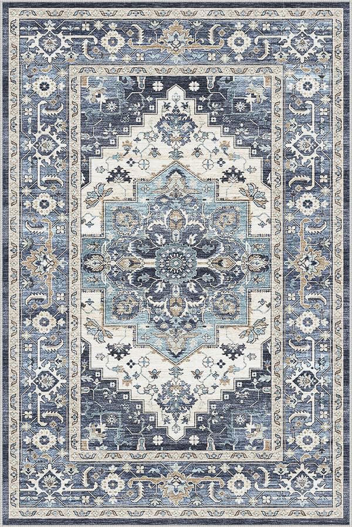 Vintage Washable Area Rug - 2x4 Indoor Door Mat Oriental Medallion ...