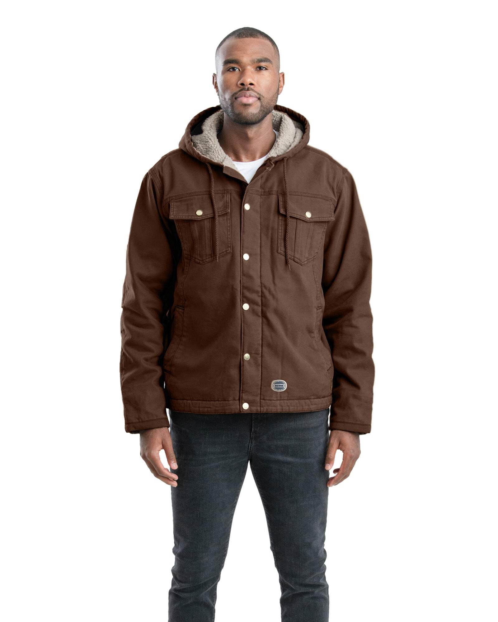Vintage Washed Sherpa-Lined Hooded Jacket - Walmart.com