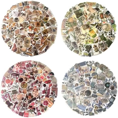Vintage Washi Sticker Set, 400PCS Floral Retro Nostalgic Ephemera ...