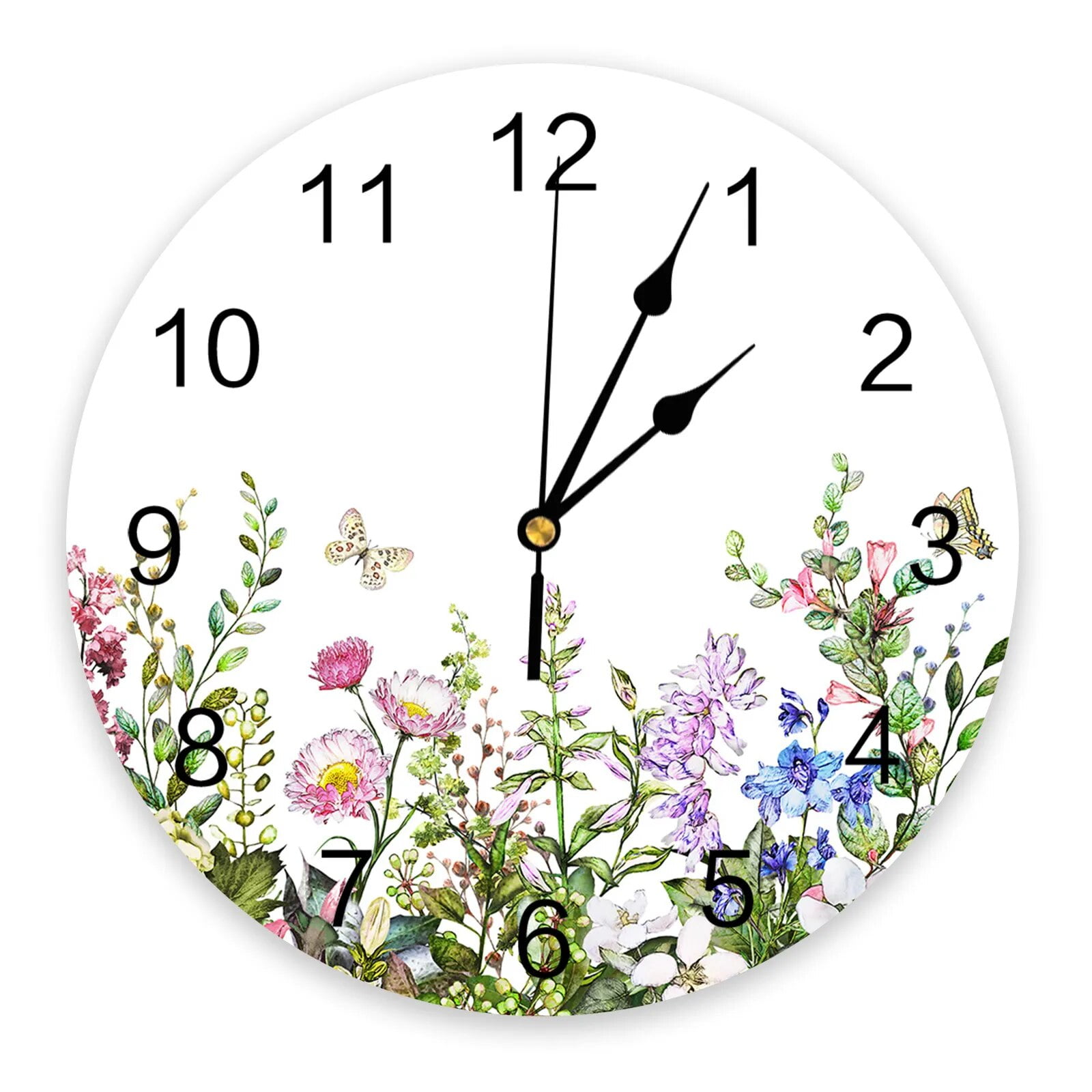 Vintage Watercolor Flower Herb Plant Clocks Wall Home Decor Modern ...