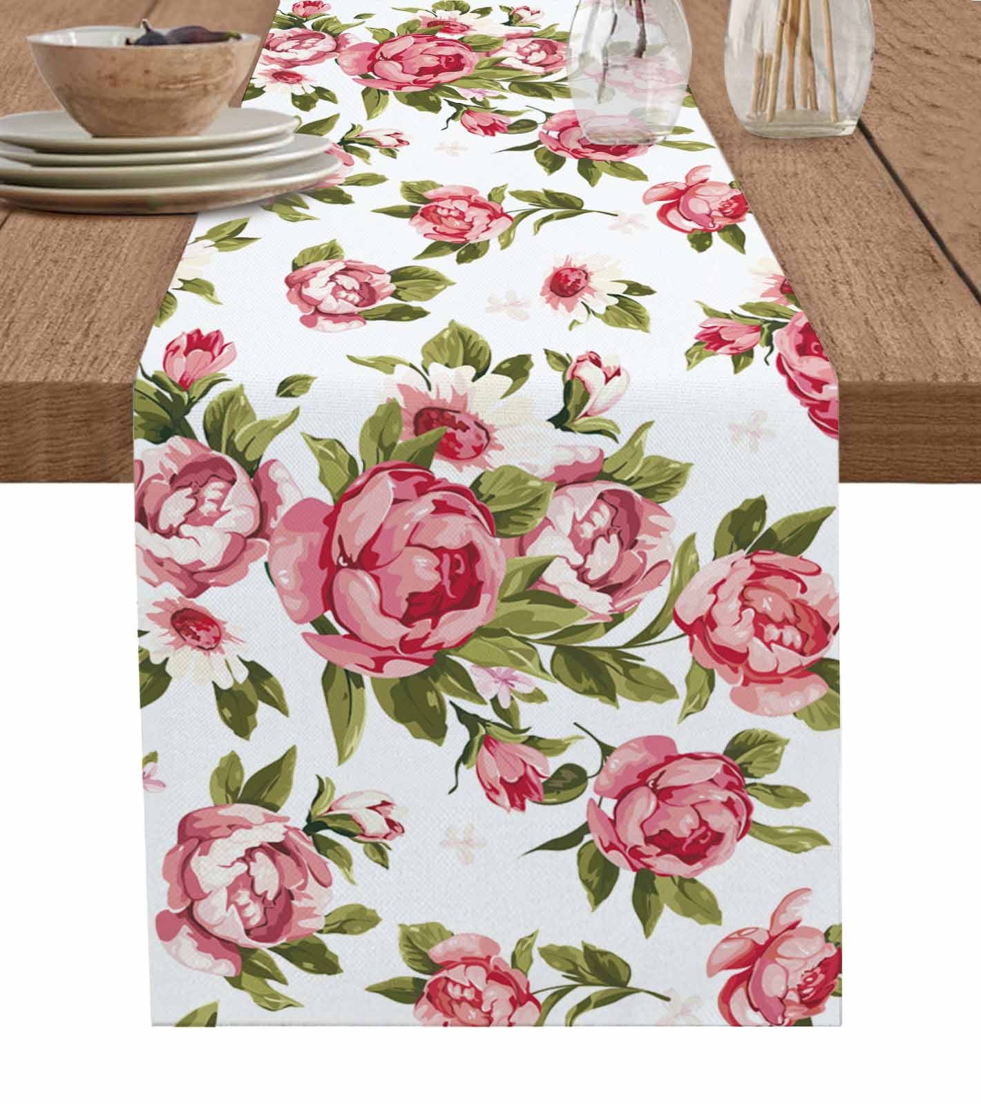 Vintage Watercolor Flowers Table Runners Dresser Scarf Table r Wedding ...