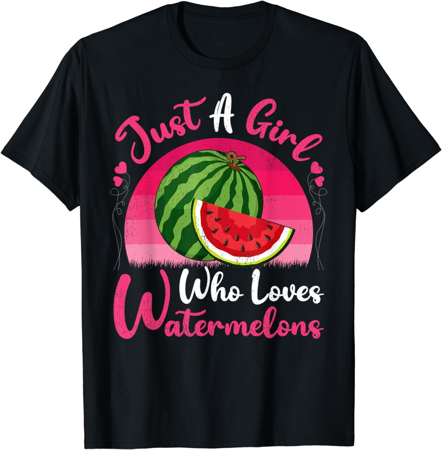 Vintage Watermelon Fruit Just A Girl Who Loves Watermelons T-Shirt ...